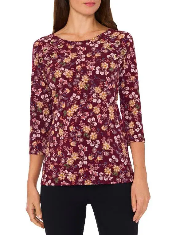 Chaus Floral Grommet Top - Ancho Chile Multi
