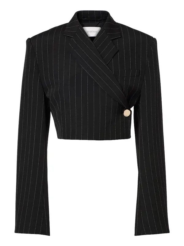 Sportmax Utopia Pinstripe Cropped Blazer - Black