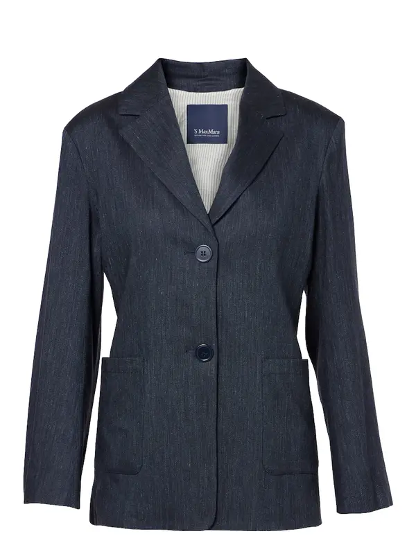 Max Mara Derna Linen-blend Twill Blazer - Blue