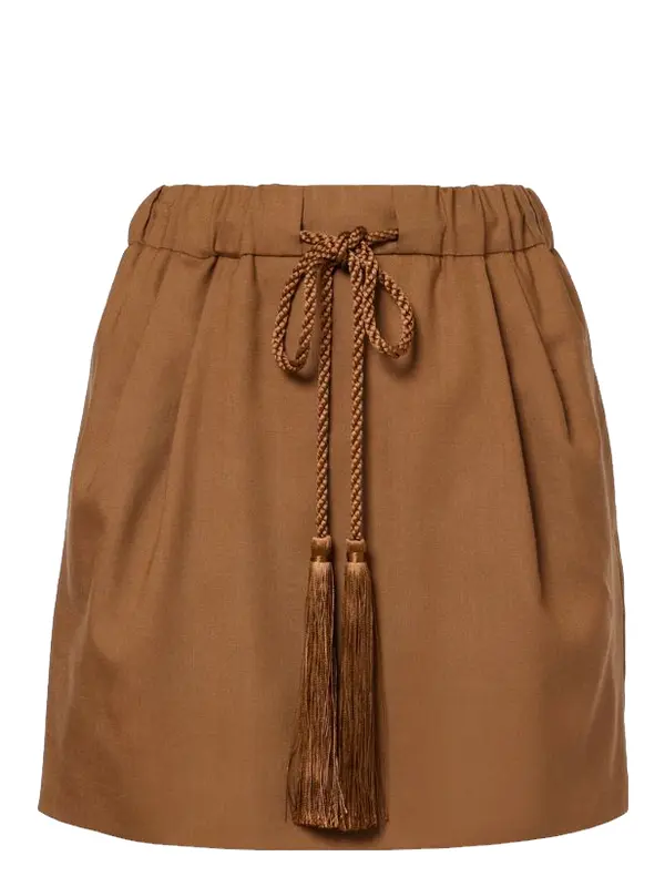 Max Mara Tabarin Wool And Silk-blend Miniskirt - Brown