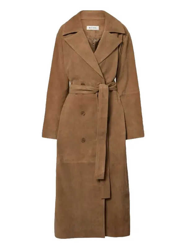 RÓHE Suede Wrap Coat - Brown