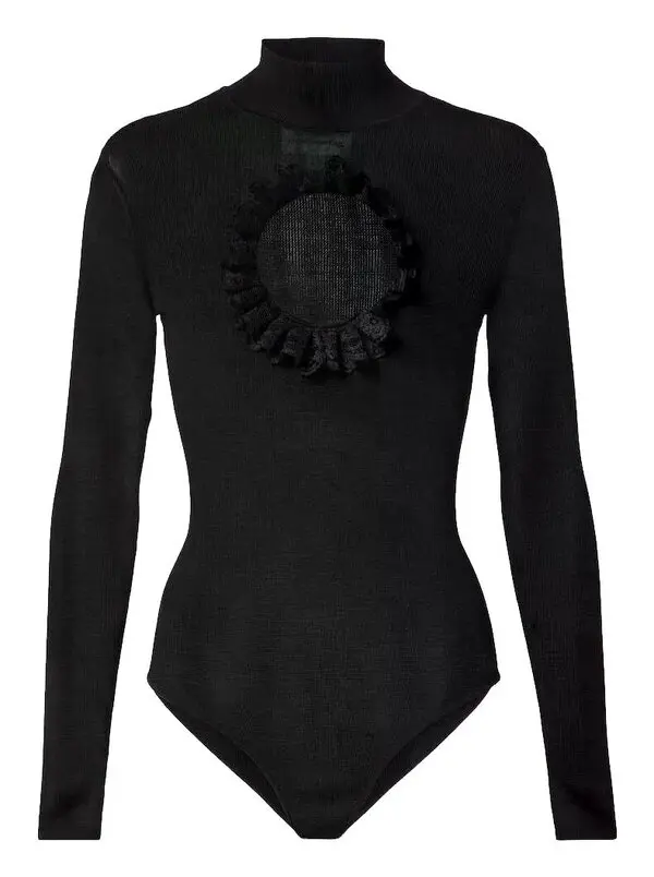 SELF-PORTRAIT X Christopher Kane Lace-trimmed Bodysuit - Black