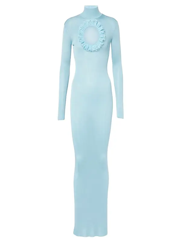 SELF-PORTRAIT X Christopher Kane Cutout Knitted Maxi Dress - Blue