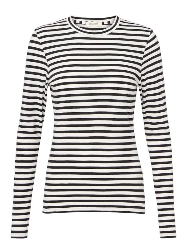 NILI LOTAN Susana Striped T-shirt - Black