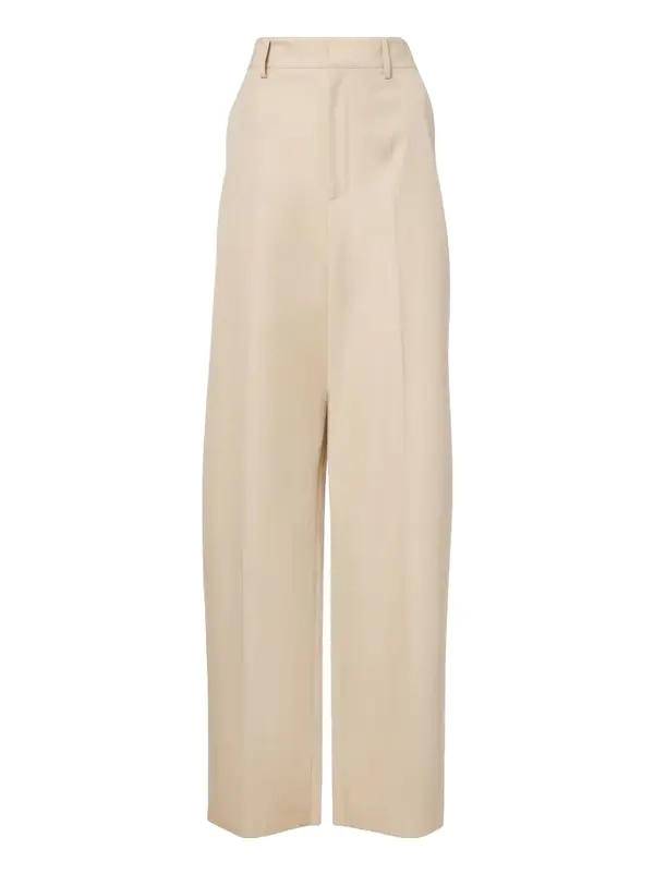 TOD'S Wool And Cotton Wide-leg Pants - Beige
