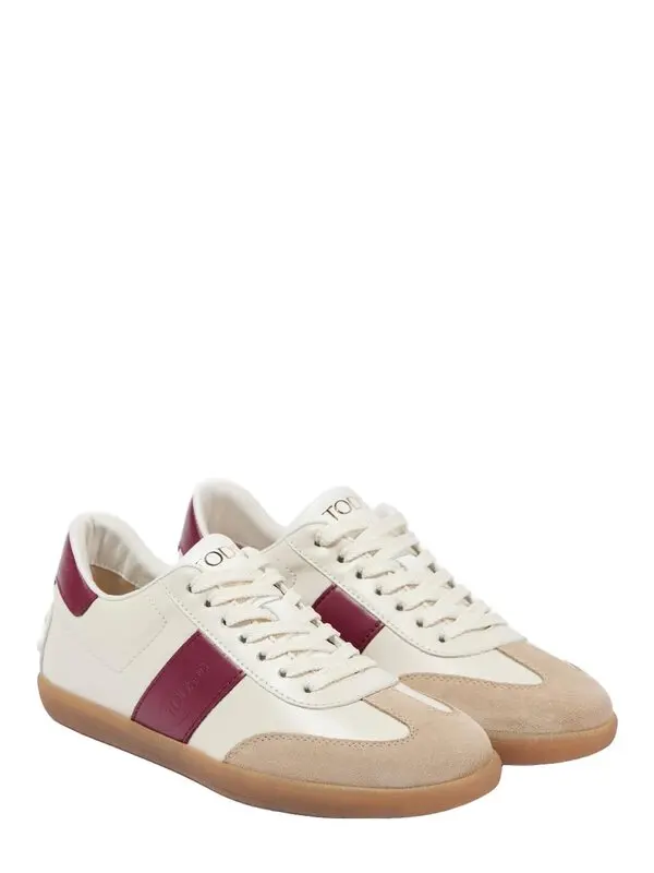 TOD'S Tabs Suede-trimmed Leather Sneakers - Neutrals