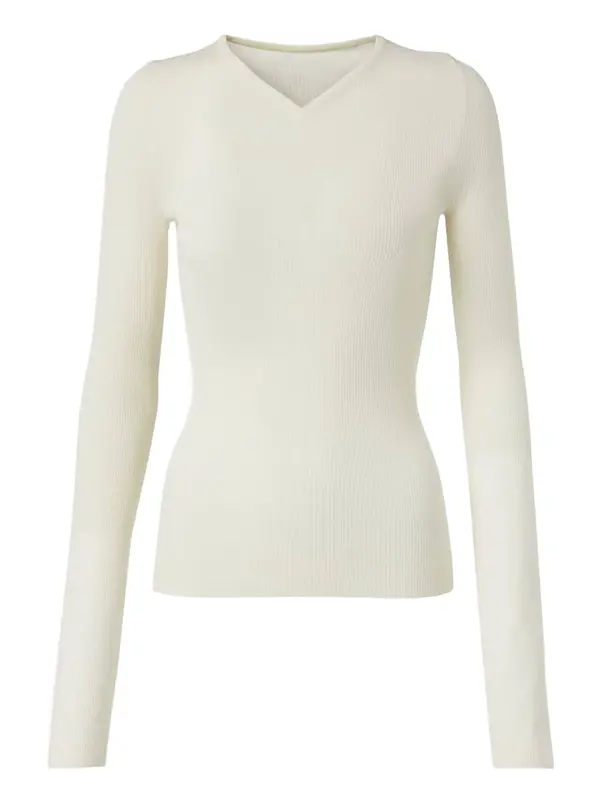 Khaite Tania Ribbed-knit Top - White