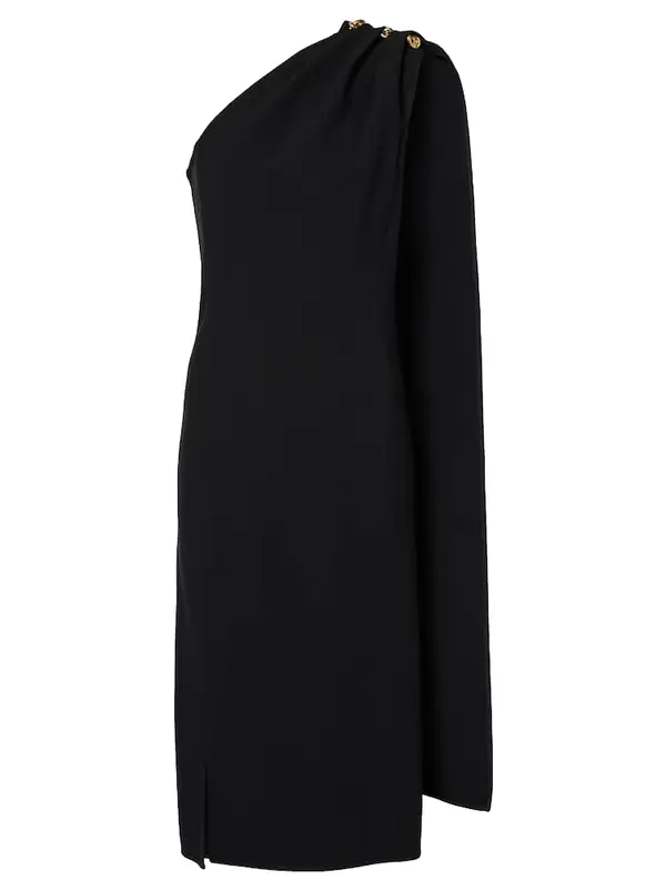Bottega Veneta One-shoulder Crêpe Midi Dress - Black