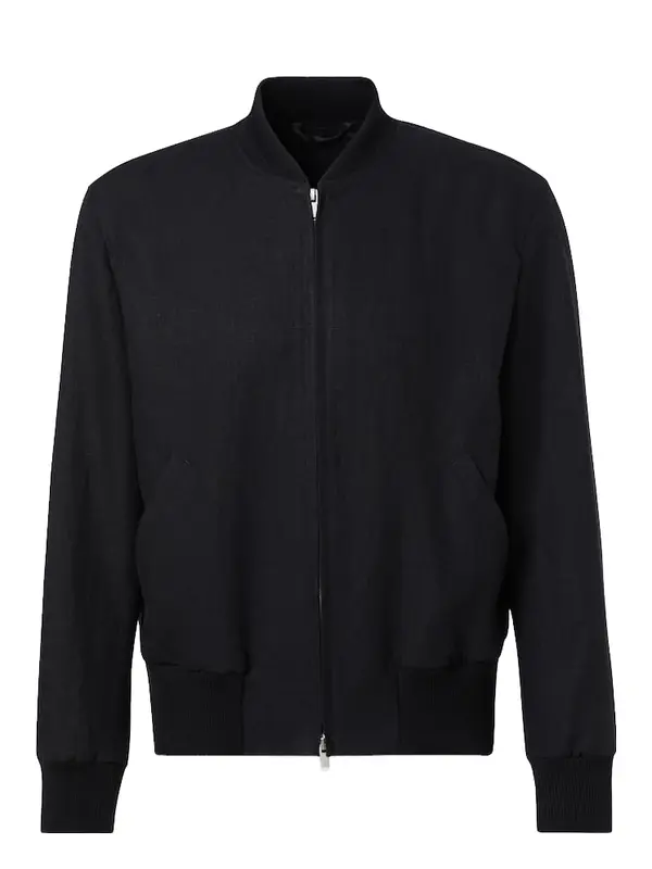 LARDINI Linen Bomber Jacket - Black