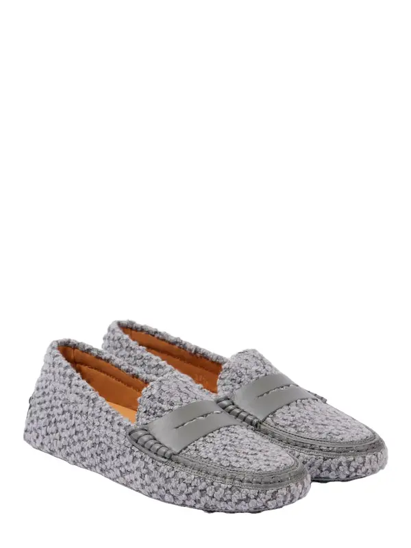 TOD'S Gommino Bouclé Driving Shoes - Grey