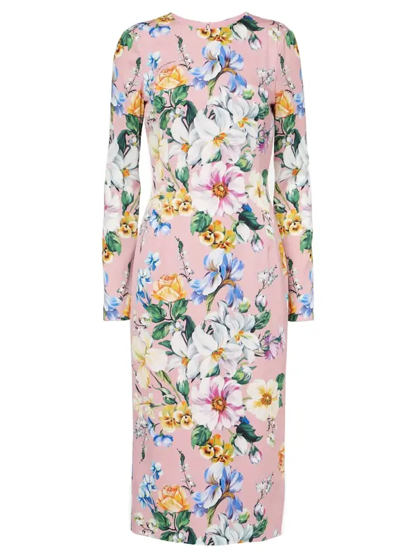 Dolce & Gabbana Floral Silk-blend Midi Dress - Pink