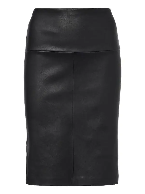Stouls Gina 25 Leather Midi Skirt - Black