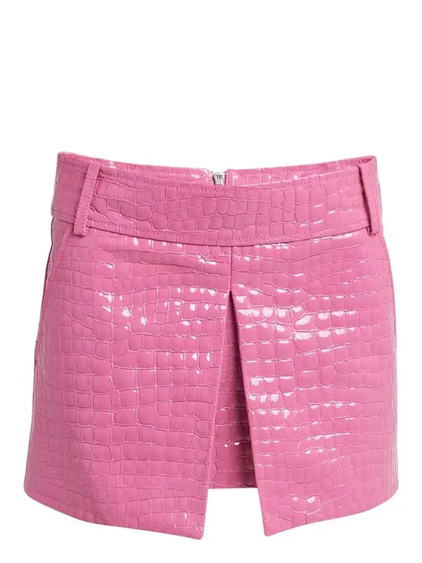 TOM FORD Croc-embossed Glossy Leather Mini Skirt - Rose Quart