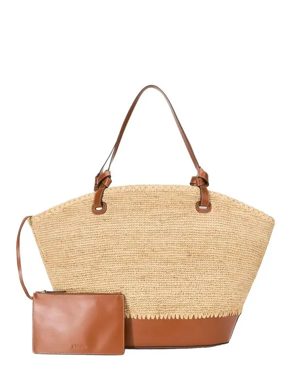 Staud Squillo Raffia Tote - Natural/ Tan
