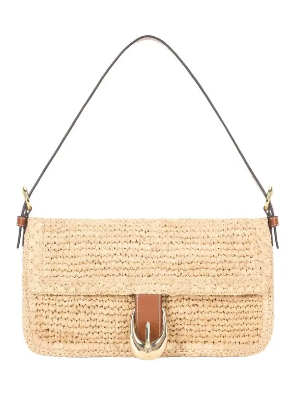 Staud Harlow Raffia Shoulder Bag - Natural/tan