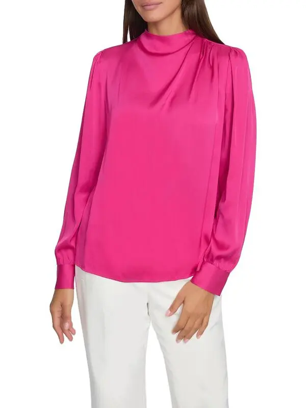 Elie Tahari Tien Mock Neck Top - Haute Pink