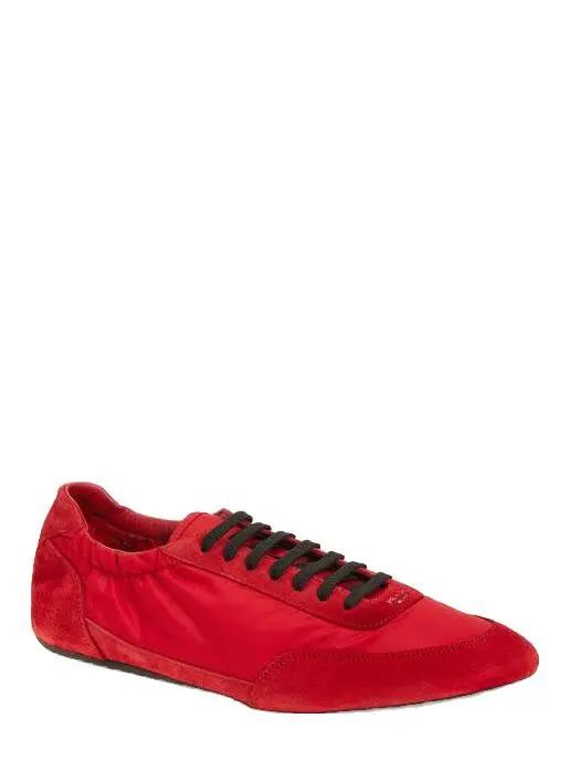 Prada Collapse Mixed Media Low Top Sneaker - Scarlatto