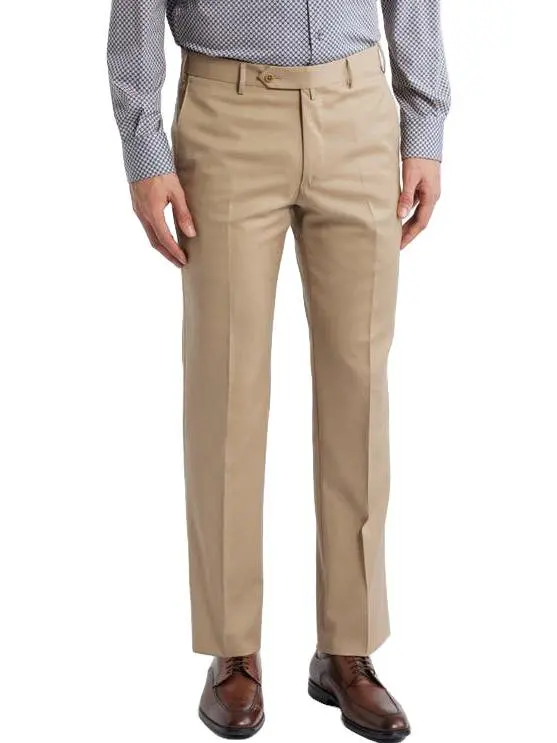 Zanella Parker Platinum Super 130's Gabardine Dress Pants - Dark Beige