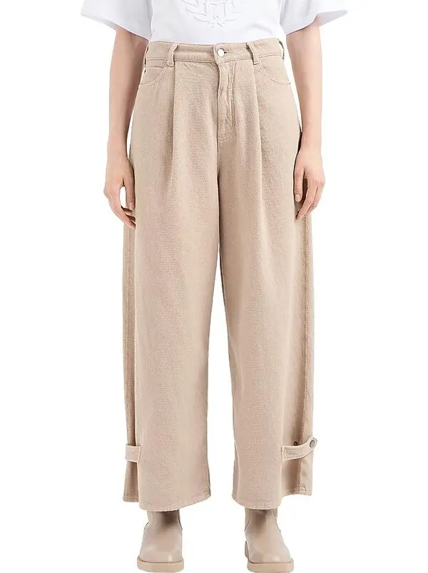 Emporio Armani High-rise Wide-leg Jeans - Sand