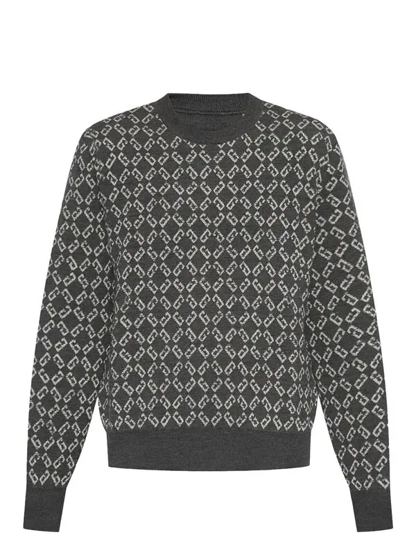 Givenchy Crew-neck Wool Pullover With Monogram - Grey
