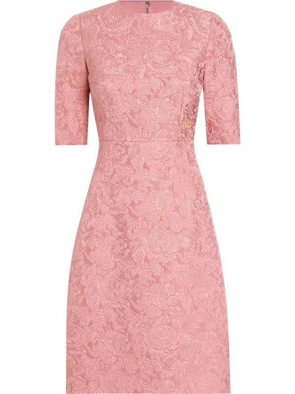 Dolce & Gabbana Fit-and-flare Midi Dress In Floral Jacquard - Pink