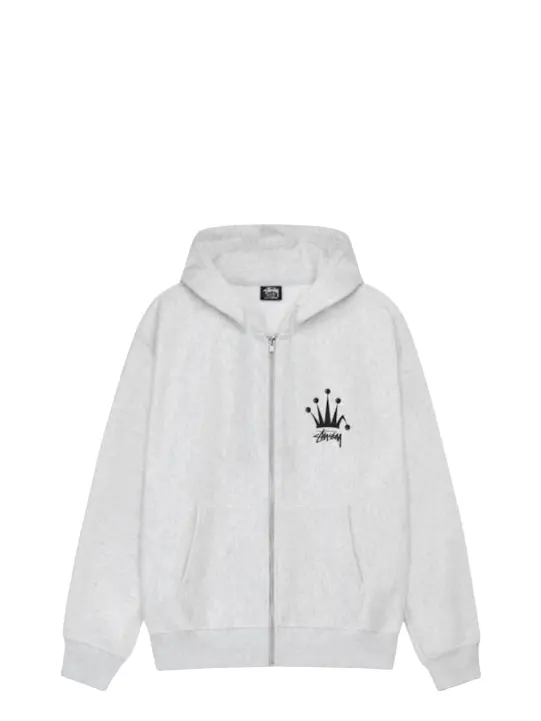 StÜssy Regal Crown Zip Hoodie - Ash Heather