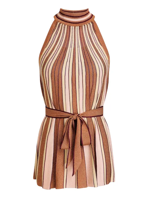 Zimmermann Striped Metallic Knitted Top - Light Brown