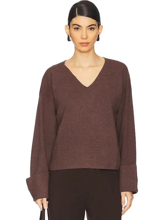 LOVERS AND FRIENDS Aurelia V Neck - Brown