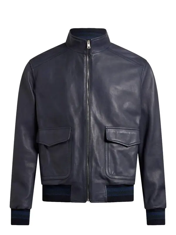 Etro Leather Bomber Jacket - Blue