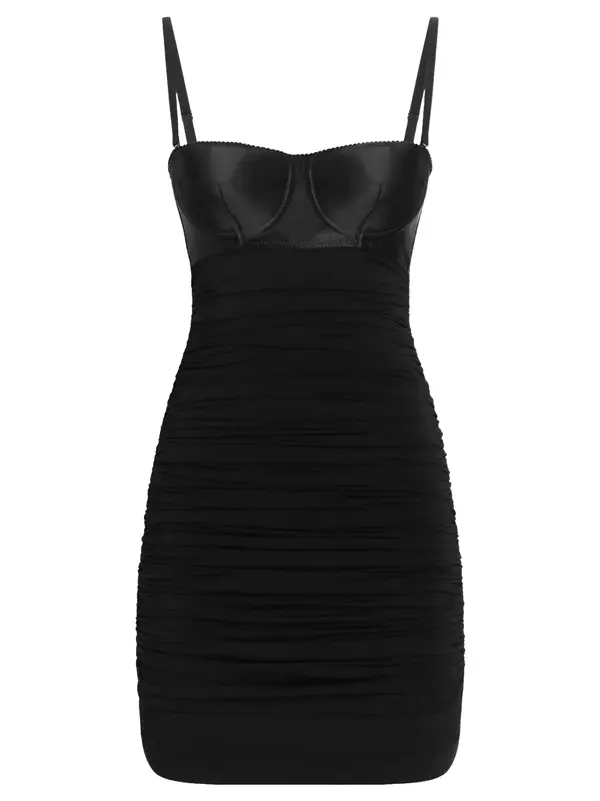 Dolce & Gabbana Ruched Mini Dress - Black