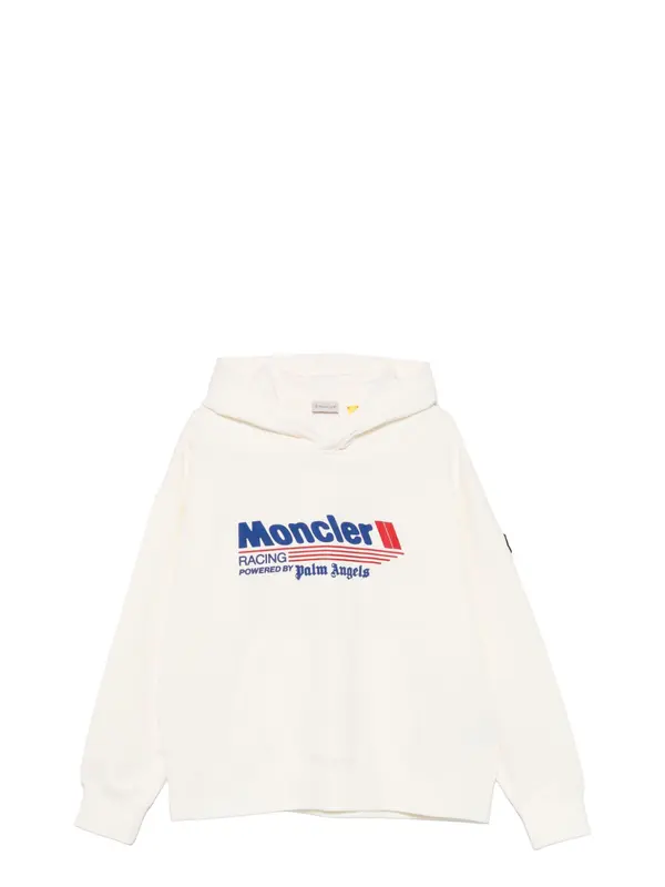 PALM ANGELS X MONCLER Racing Logo Hoodie - White