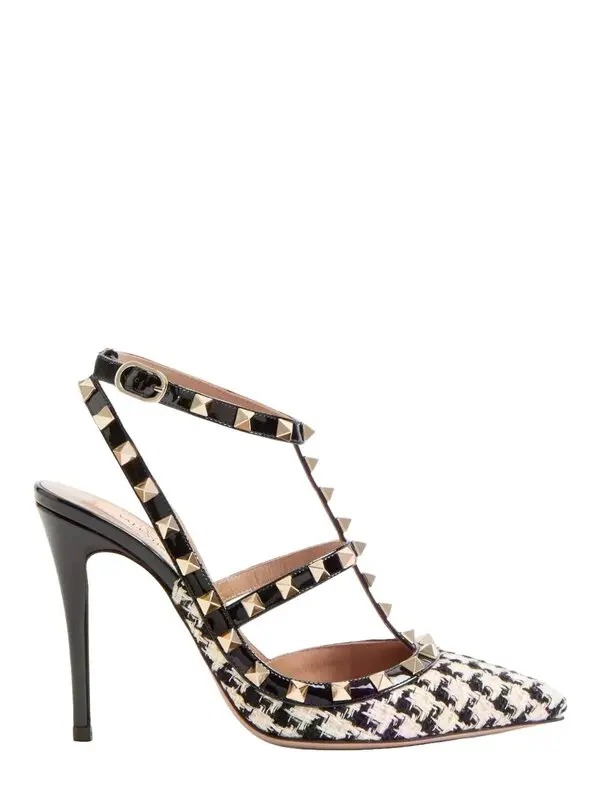 Valentino Garavani 100mm Rockstud Pied-de-poule Pumps - Neutrals
