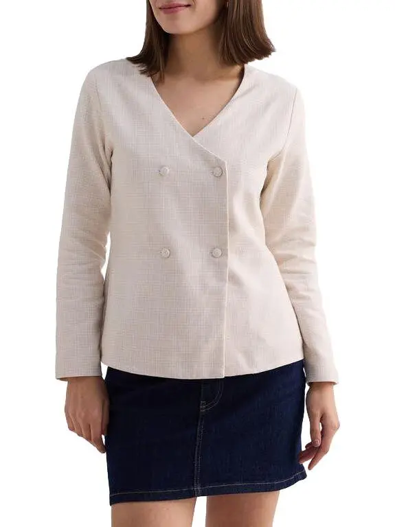 REISTOR Fitted Cotton Tweed Double-breasted Jacket - Chestnut Twist