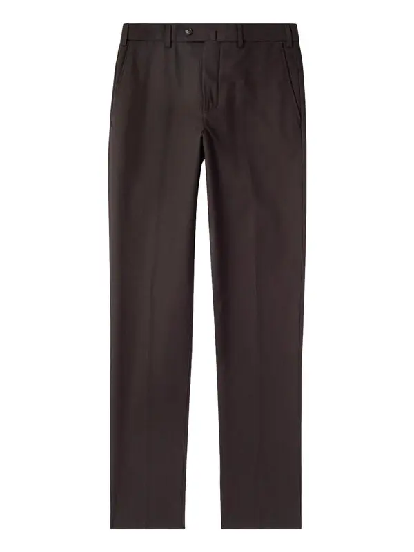 Loro Piana Carlo Hyannis Tapered Cotton-blend Trousers - Brown