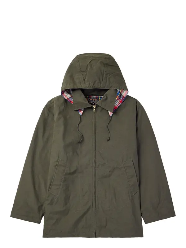 BEAMS Sportsman Nylon Hooded Coat - Green