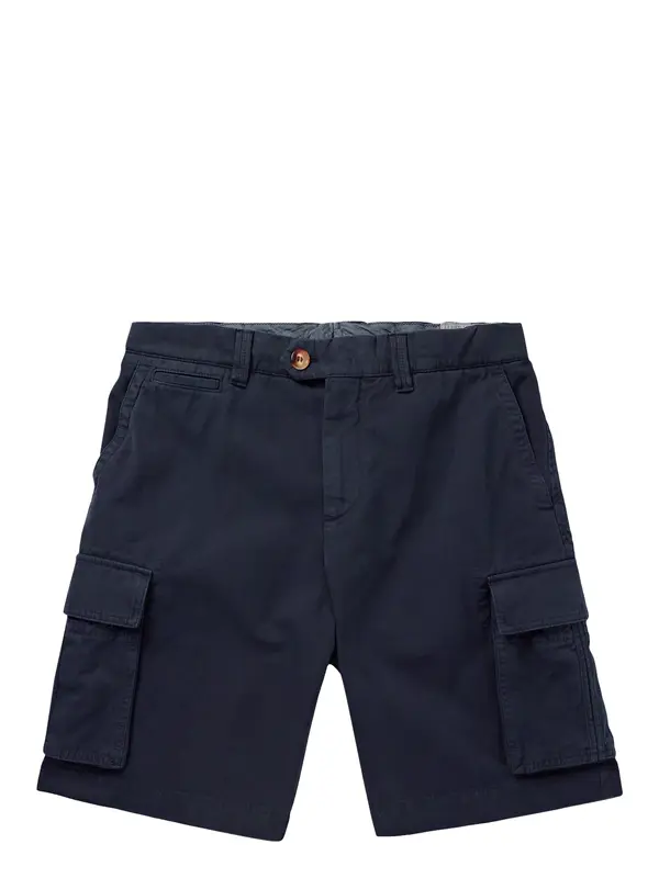 Brunello Cucinelli Straight-leg Cotton-gabardine Cargo Shorts - Blue