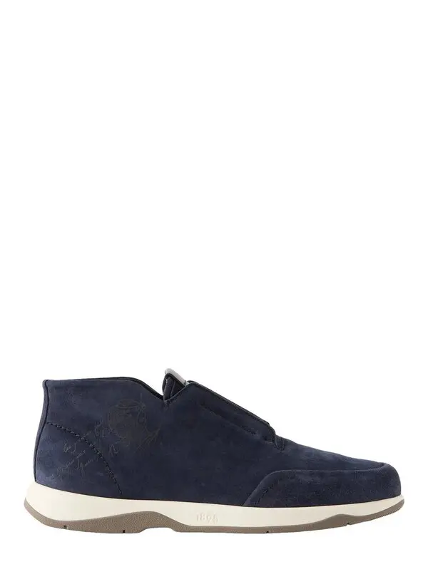 Berluti Suede Échappée Scritto' Slip-on Sneakers - Blue