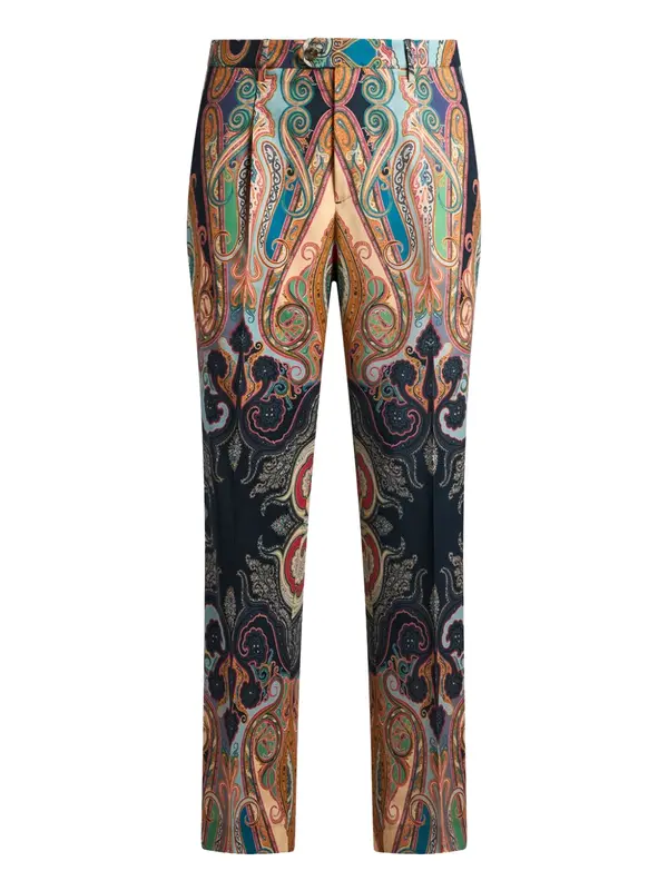 Etro Paisley Print Wool Trousers - Neutrals