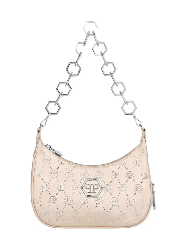 Philipp Plein Rhinestone-embellished Monogram Shoulder Bag - Neutrals