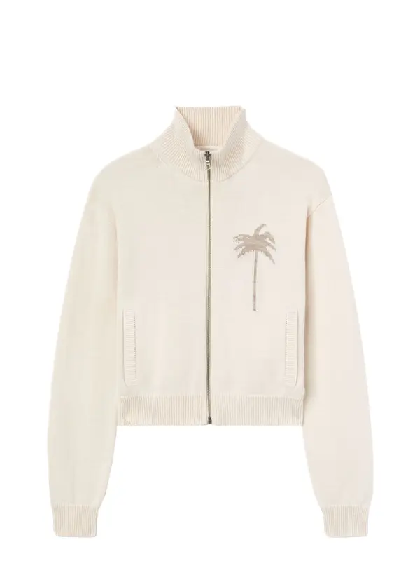 Palm Angels Palm Tree Knitted Track Top - Neutrals