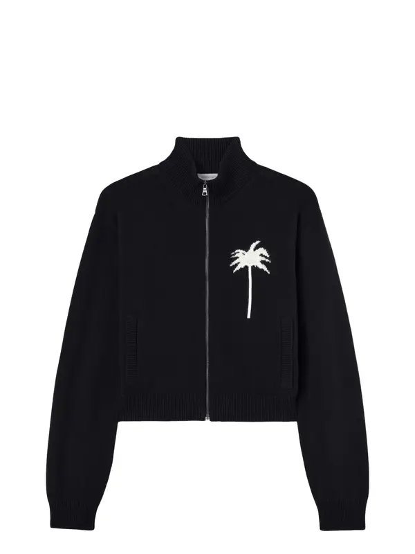 Palm Angels Palm Tree Knitted Track Top - Black