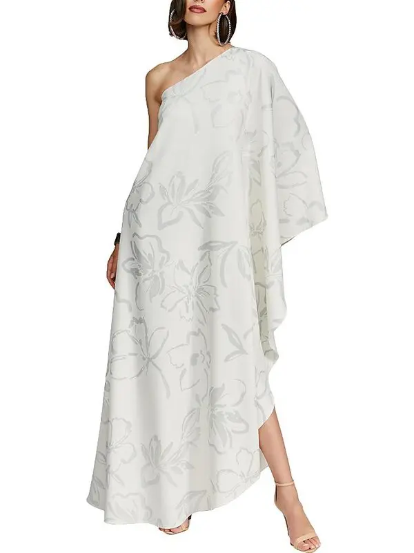 Halston Nevean Floral Crepe Caftan Dress - Inked Floral