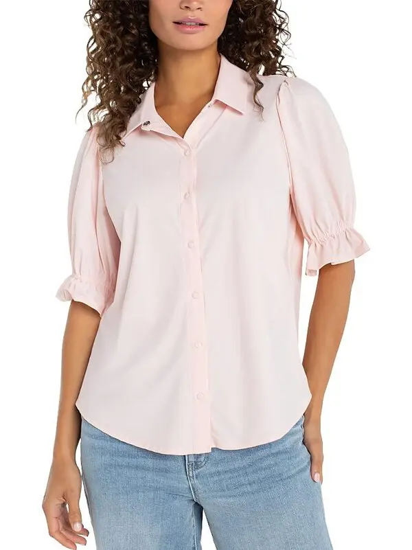 LIVERPOOL Elbow Puff Sleeve Top - Light Pink