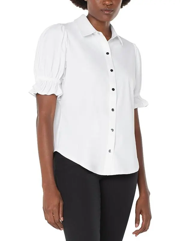 LIVERPOOL Elbow Puff Sleeve Top - White