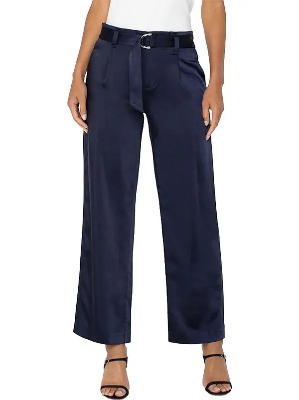 LIVERPOOL Belted Wide Leg Trousers - Navy Eclipse