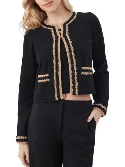 Trina Turk Sinai Knit Cardigan - Black/camel