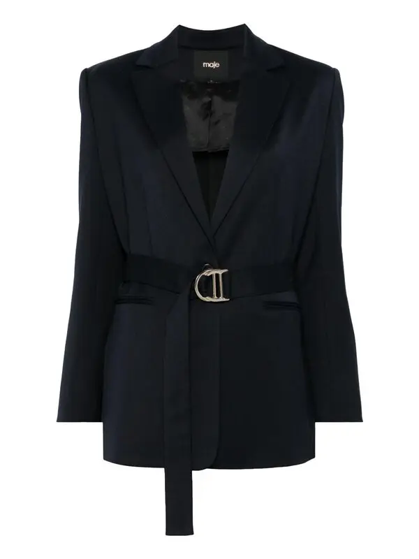 Maje Belted Blazer - Blue