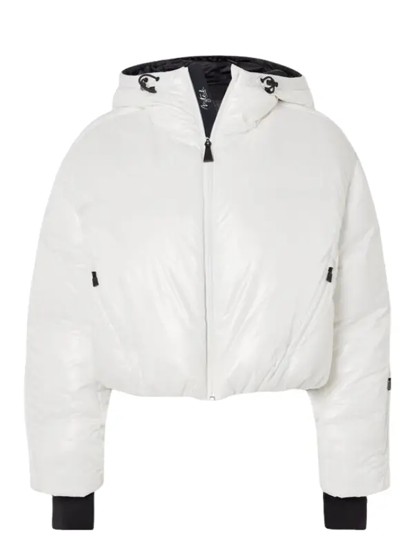 Aztech Mountain Daisy Nuke Hooded Padded Metallic Down Ski Jacket - White