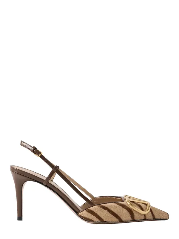 Valentino Garavani Vlogo 80 Embellished Slingback Pumps - Brown