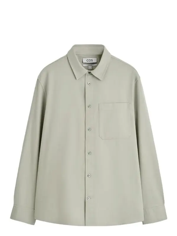 Cos Relaxed Brushed Cotton-blend Shirt - Beige